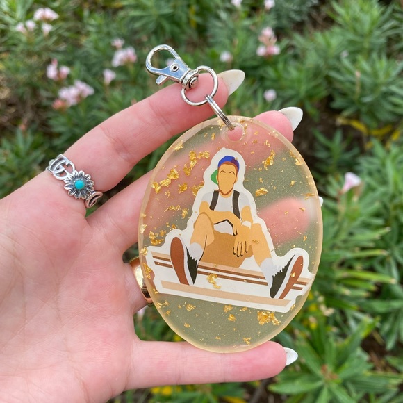 Accessories | Mac Miller Kids Logo Cartoon Gold Flakes Silver Keychain ...